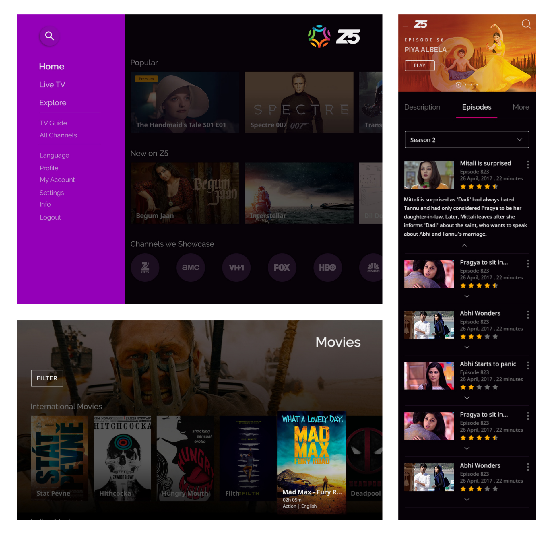 OTT Platform UI UX Design - ZEE5 Entertainment App